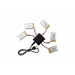 Accessories 5PCS 3.7V 600mAh Lipo Battery with 5 in 1 Charger for Syma X5C X5C-1 X5A X5 X5SC X5SW H5C V931 S5C S5W SS40 FQ36 T32 T5W H42 Remote Control Drone