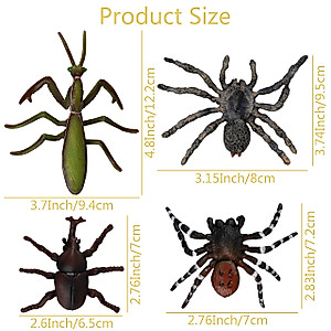 Toymany 12PCS Realistic Bugs Figures Toys - Plastic Insects Figurines Set with Bee Beetle Mantis Spider Ladybug Butterfly Scorpion - Halloween Party Favor School Project Gift for Kids Toddlers