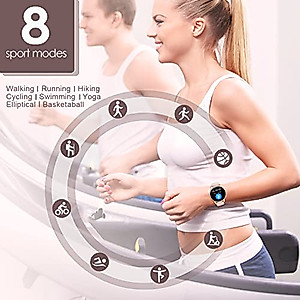 NiUFFiT Round Smart Watches for Men Women, 2022 HD LCD Smartwatch iPhone Compatible, IP68 Waterproof Fitness Watch Monitor for Heart Rate, Blood Oxygen, Sleep, Activity Tracker with Steps, Calories