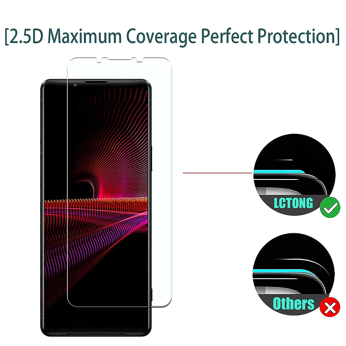 LCTONG (3 Pack) 9H Hardness Screen Protector for Sony Xperia 1 III- Bubble Free- Scratch Resistant- Easy to Install, Tempered Glass Screen Protector Compatible Sony Xperia 1 III