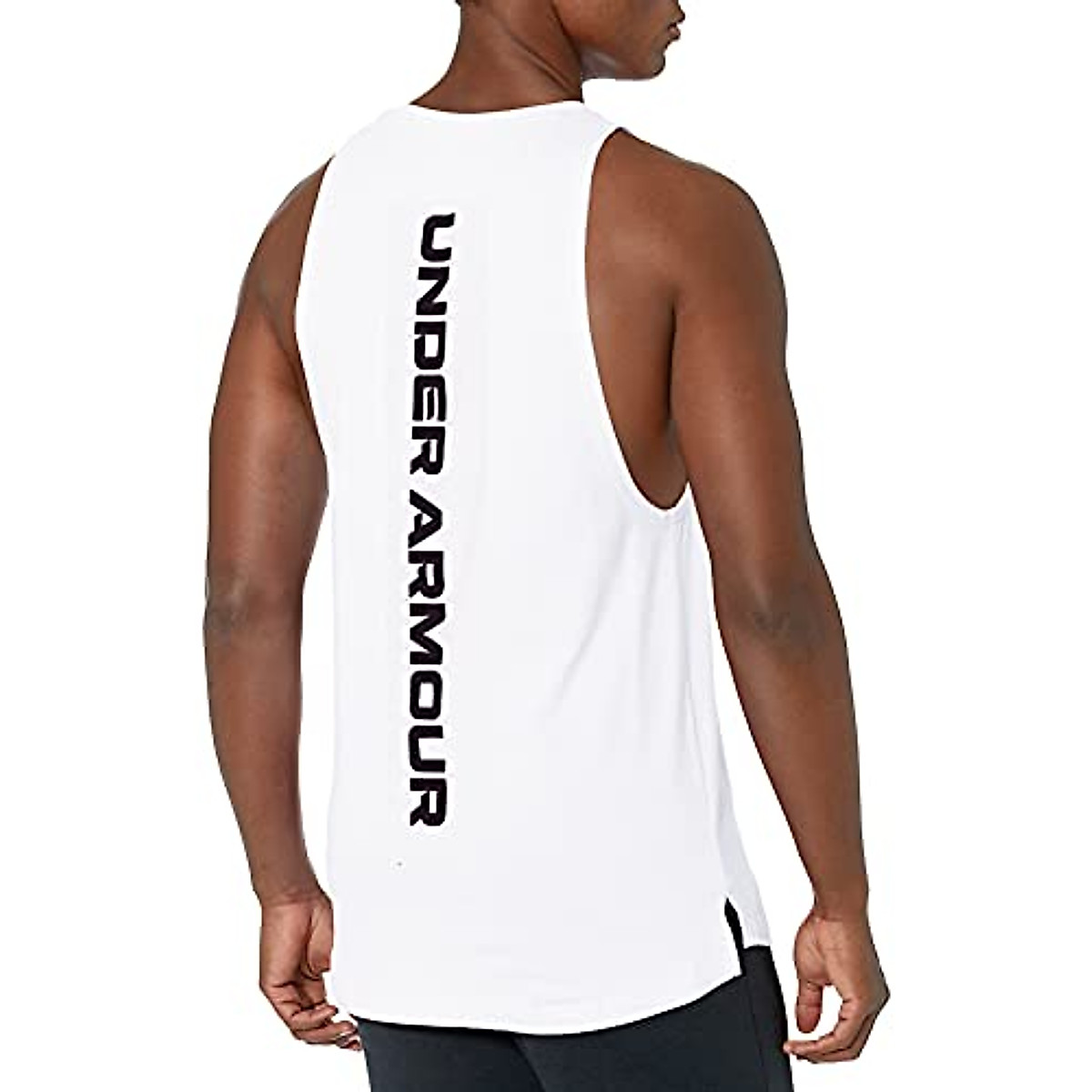 Under Armour Men's Baseline Cotton Tank , White (100)/Black , Large
