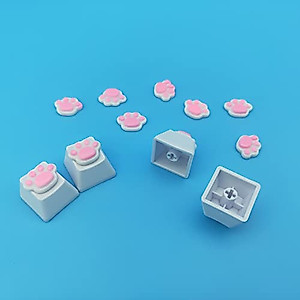 YupYay 4 Pack Custom OEM R4 Keycaps PBT Mechanical Keyboard Keycaps Cute Cat Paw Key Cap Kawaii Gaming Keycaps for Mechanical Keyboard with Keycap Puller (White Base)