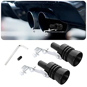 Salior 2PCS Car Turbo Whistle - Universal Turbo Sound Exhaust Muffler Pipe Whistle Muffler - Aluminum Alloy Turbo Exhaust Whistle for Car Truck SUV Motorcycle (Black/2pcs), 3.13x1.32x1.32 inch