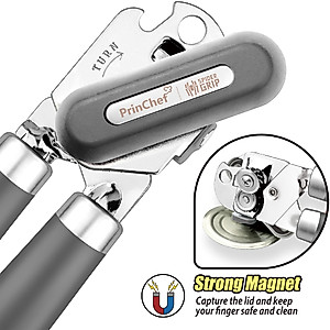 SPIDER GRIP Can Opener, No-Trouble-Lid-Lift Manual Handheld Can Opener with Magnet, Smooth Edge Safe Cut for Beer/Tin/Bottle, Big Turning Knob Anti-Slip Handle Good for Seniors with Arthritis