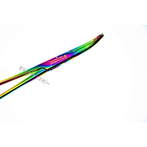 SET OF 2 HEMOSTAT FORCEPS 5" CURVED & STRAIGHT SERRATED PREMIUM GERMAN STAINLESS VETERINARY INSTRUMENT (CYNAMED)