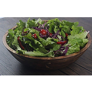 MALL GLOBAL 3 Piece Acacia Wood Salad Serving Bowl Set, Large Bowl for Fruit, Big Wooden Mixing Bowl for Kitchen, Big Salad Bowl with Serving Utensils.