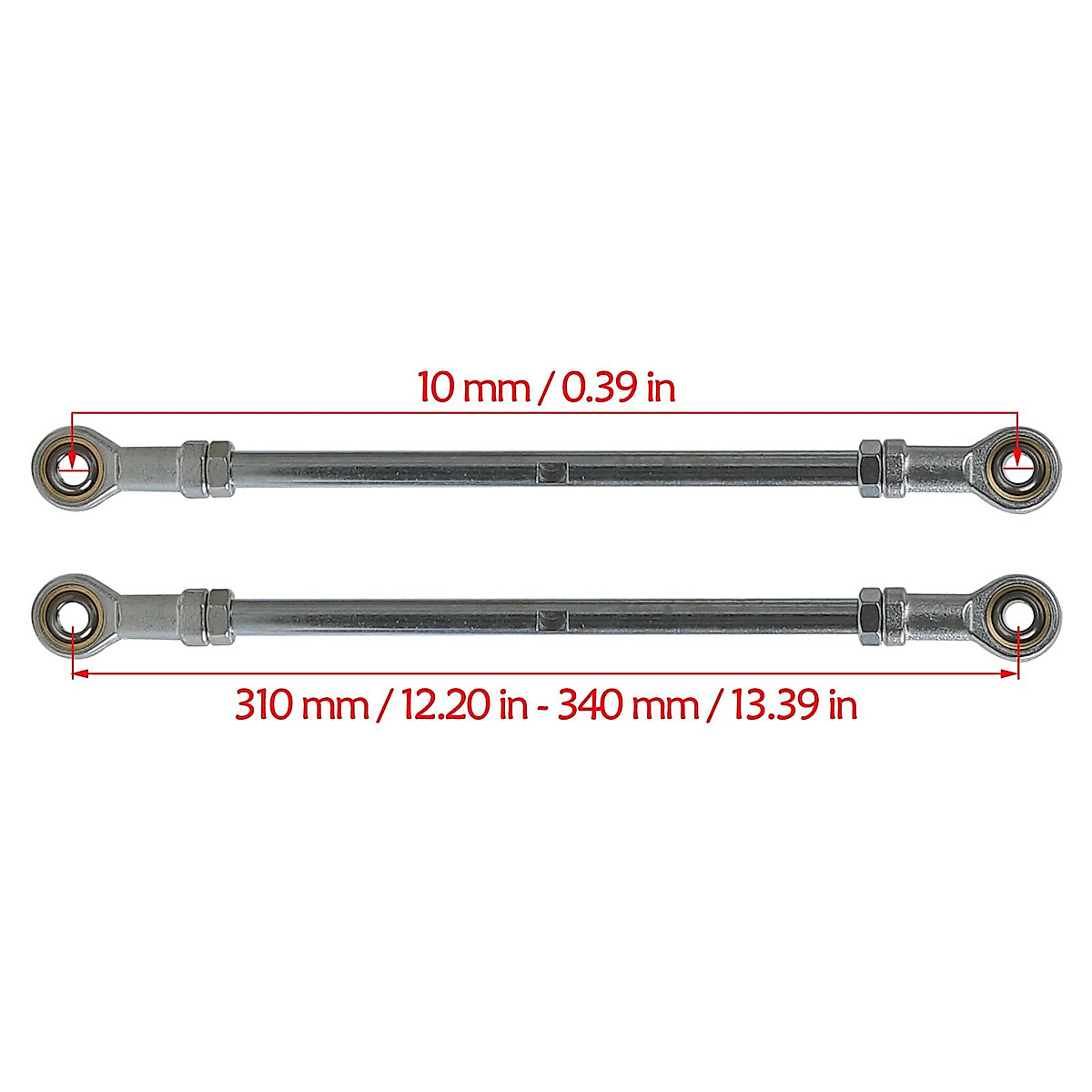 WPHMOTO 10mm 0.39in Adjustable Steering Tie Rod End Kit for Go Kart Cart Drift Trike ATV Quad