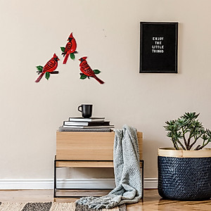 RESOYE 3 Pack Red Artificial Cardinal Birds, Metal Cardinals Ornaments Simulation Red Birds Wall Art Decorative Hanging Cardinal Sculptures for Wall Home Garden Party Holiday Decor