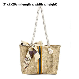 LIUZH Large Bag Woven Women's Tote Shoulder Bag Striped Buckle Handbags Women Summer (Color : Black, Size : 1)