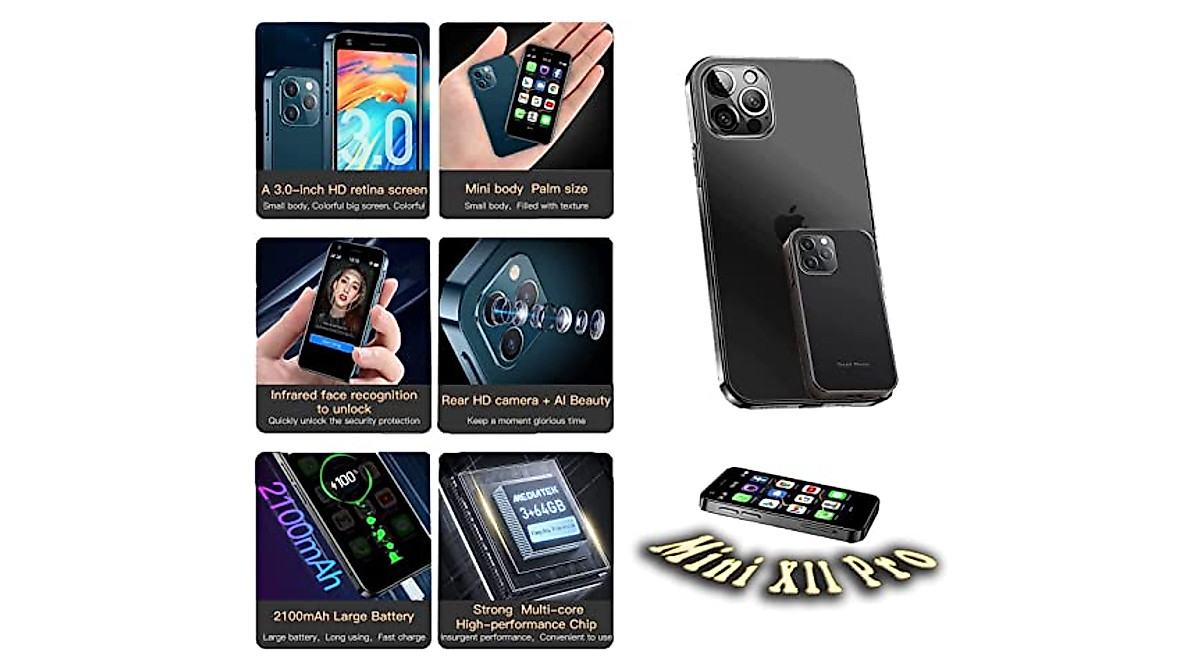 iLight Mini Smartphone 13 Pro - Compact 3-Inch Android Phone | Unlocked ...