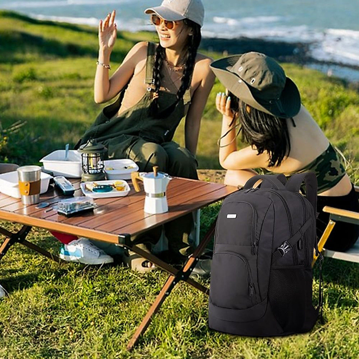 50L Travel Laptop Backpack Fits Up to 19 Inches Notebook Computer TSA Durable College School Bookbag with USB Charging Port &Raincover