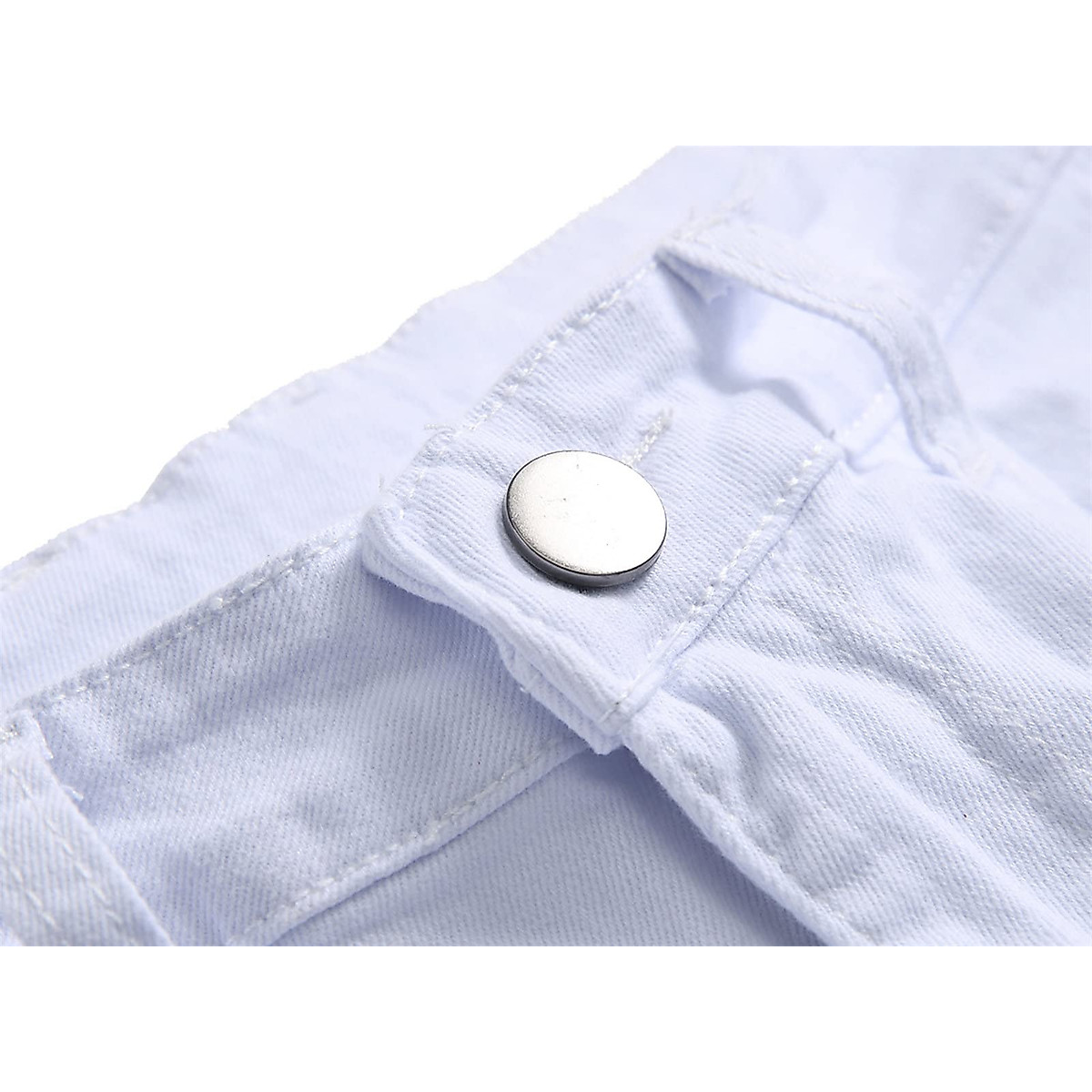 Men Ripped Distressed Destroyed Jeans Casual Vintage Hip Hop Jean with Holes Straight Leg Slim Fit Stretch Denim Pants (White,30)