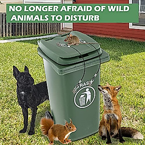 Trash Can Lid Lock,Trash Can Lock for Litter Prevention,Durable Nylon Coated Wire Rope&Stainless Steel Trash Lock, Keep Environment Clean ,Universal Fit(4Pack)