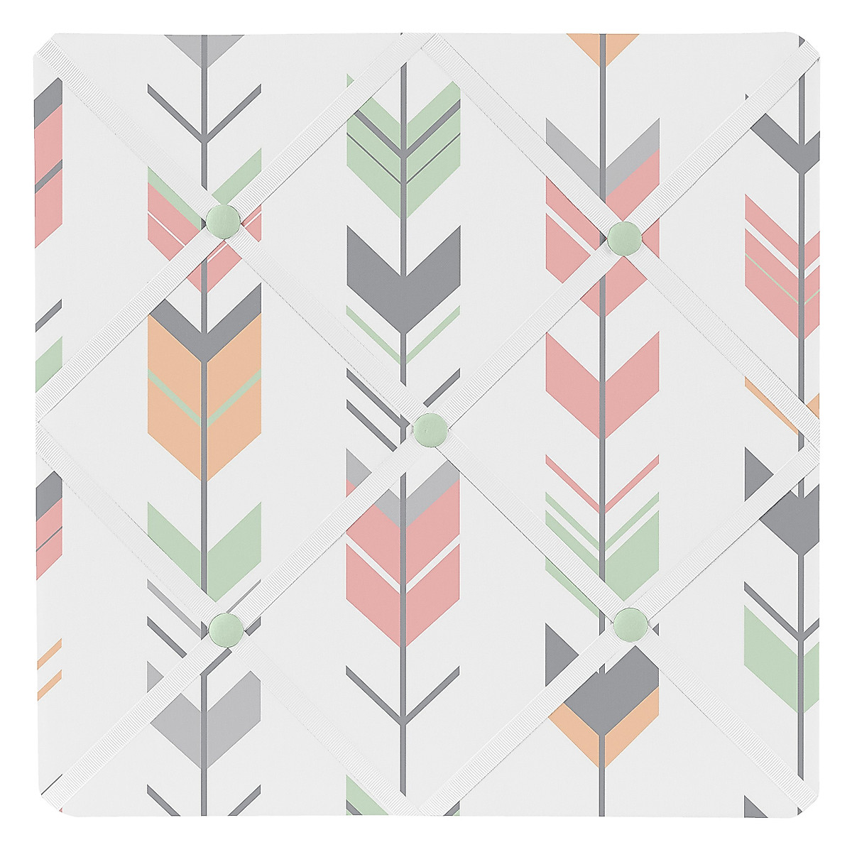 Sweet Jojo Designs Grey, Coral and Mint Woodland Arrow Fabric Memory/Memo Photo Bulletin Board
