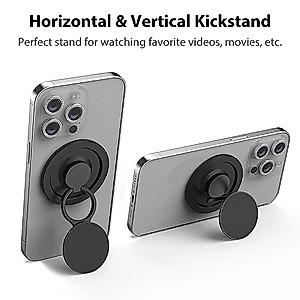 MonIdea MonIdea Magnetic Phone Grip, Phone Ring Holder Finger Kickstand, 360°Rotation Double Cell Phone Rings Grip Stand Work with Magnetic Car Mount for iPhone - Black Carbonite Weave