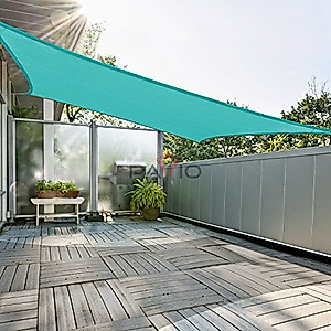 Patio Paradise 8' x 12' Turquoise Sun Shade Sail Rectangle Canopy UV Block Awning Heavy Duty Commercial Grade for Patio Backyard Lawn Garden Outdoor Activities