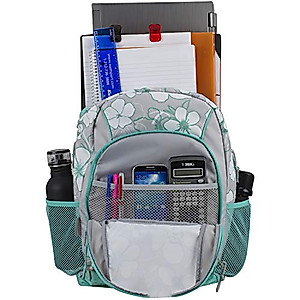 Eastsport Laptop Backpack, Multipurpose Casual Daypack, Triple Compartments Bookbag for College, Hiking, Work, 18 Inches, Blue Flowers