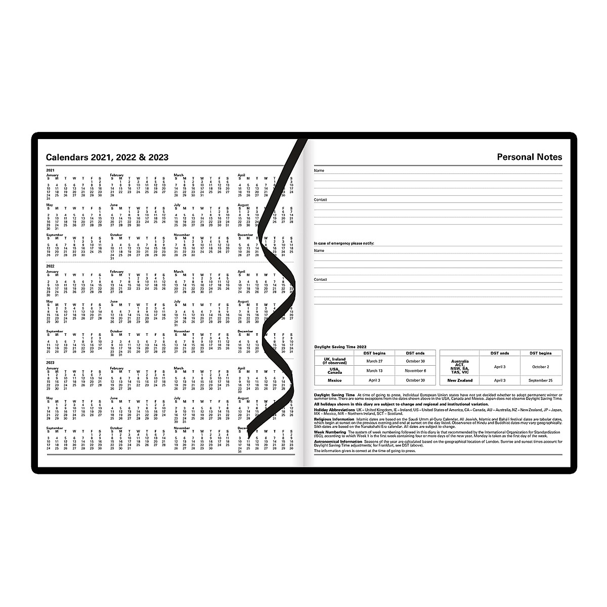 LETTS of London 10Y for Year 2022 Principal Desk Day to Page Journal, Black, Quarto Size (Y) - 10 1/4" X 8/1/4", C10YBK-22