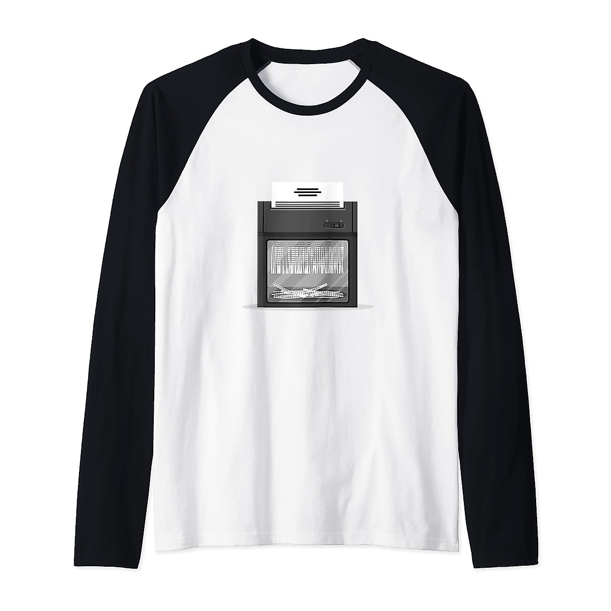Paper Shredder Office Supply Graphic Art Raglan Baseball Tee