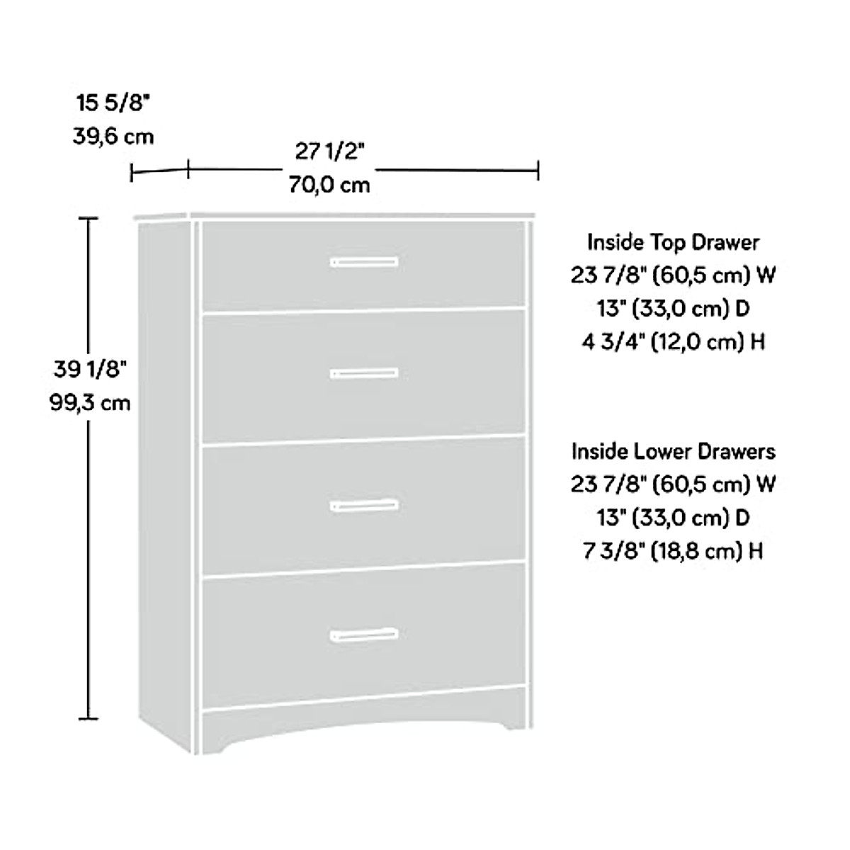 Sauder Beginnings 4-Drawer Chest, Summer Oak Finish