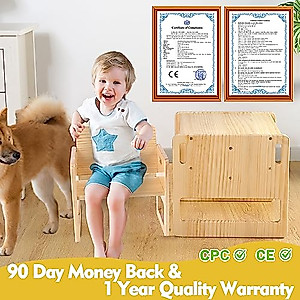 FUNLIO Montessori Weaning Table and Chair Set for Toddlers Age 1-3, Height Adjustable Toddler Table and Chair Set, Cube Kids Table Chair for Reading/Eating/Playing, Easy to Assemble, CPC Certified