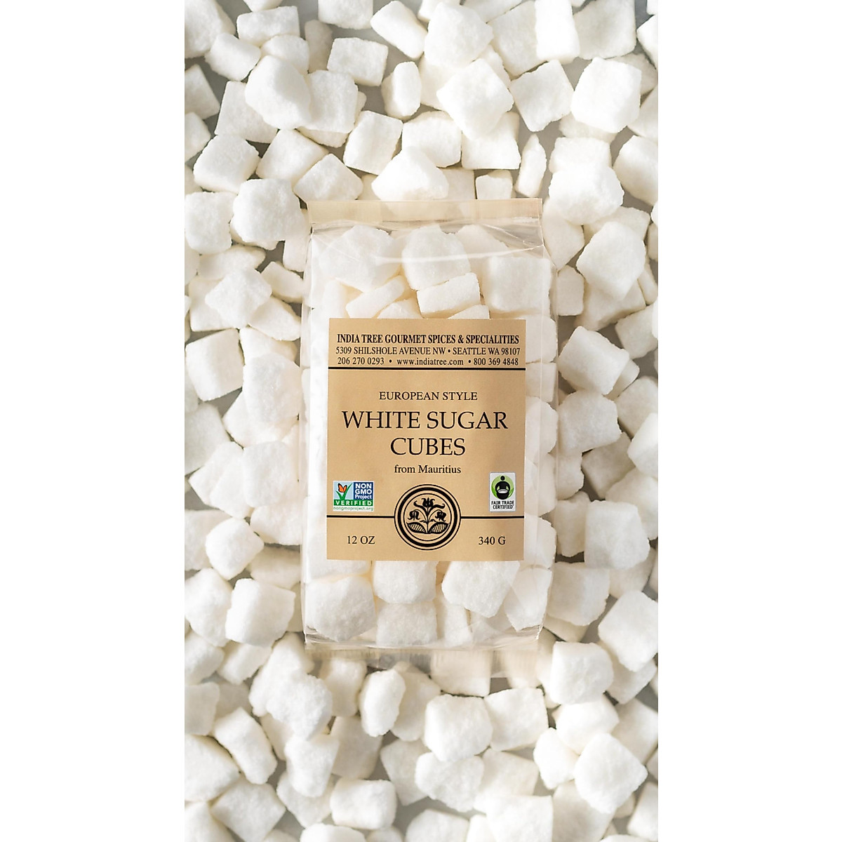 India Tree Rough Cut Mauritius White Sugar Cubes, 1.1 Pound Jar, Unrefined Sugar Cube, Kosher, Non GMO