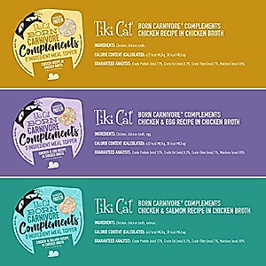 Tiki Cat Wet Food Complements - Hydrating Grain Free Meal Toppers - Variety Pack Recipes 2.1 oz. Servings 10 Pack
