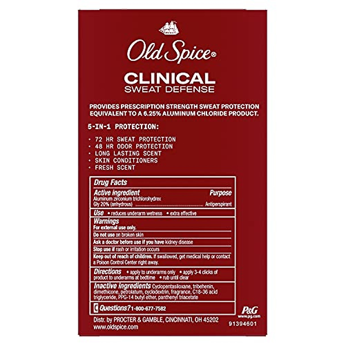 Old Spice Clinical Sweat Defense Anti-Perspirant Deodorant for Men, 72 Hour, Pure Sport Plus, 1.7 Oz