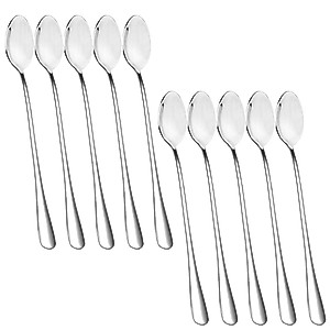 Long Handle Stirring Spoon, DaKuan Set of 10 Stainless Steel Mixing Spoon for Iced Tea, Coffee, Cocktail, Milkshake, Cold Drink