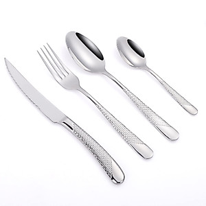 Zerophilo 16 Piece Silverware Set,Stainless Steel Flatware Set Spoon and Fork Set for 4,Kitchen Utensil Cutlery Set Mirror Finish Dishwasher Safe Gift Package (gold)