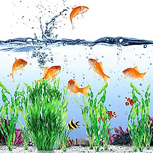 MyLifeUNIT Artificial Aquarium Plants, 13 Pack Plastic Seaweed Water Plants for Fish Tanks (Green)