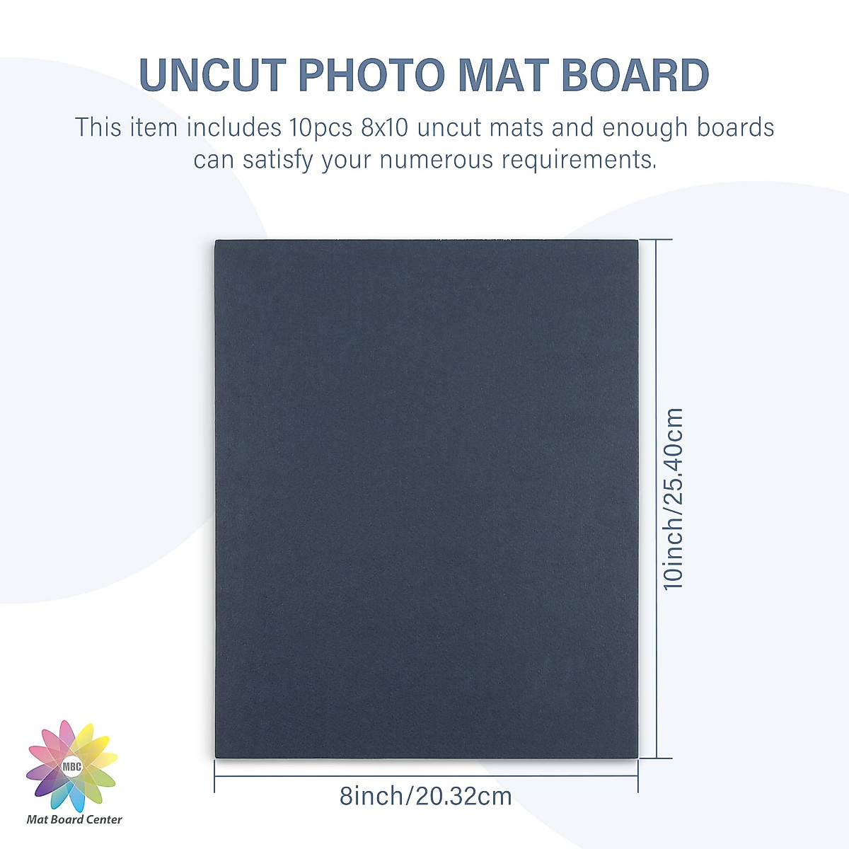 Mat Board Center, 10 Pack 8x10 Picture Backing Boards, Dark Blue Uncut Matt Boards, Ideal for Pictures/Prints/Frames/Arts