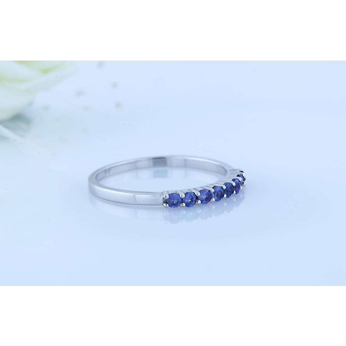 Dazzlingrock Collection 0.30 Carat (ctw) Sterling Silver Round Cut Tanzanite Ladies Wedding Band Ring 1/3 CT, Size 9
