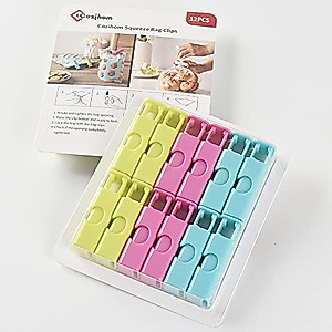 Cozihom Bread Bag Clips, Bagel Bag Clips, Slip Grip Easy Squeeze & Lock, 12 Pack