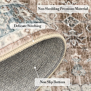 Haperlare Large Living Room Area Rug - 8x10 Large Bedroom Rug Distressed Non-Slip Non-Shedding Oriental Print Floor Carpet for Dining Room Kitchen Brown, 8 x 10