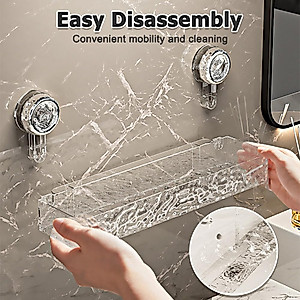 DONGKER No Drill Clear Wall Caddy,Wall Mount Removable Bathroom Storage Rack with Suction Cup for Bathroom Dorm Kitchen