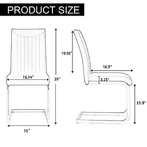 Dining Chairs Set of 2, Dining Room Chairs with High Density Sponge Leather Upholstered and Metal Legs, Modern Kitchen Chairs for Dining Room (White)