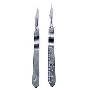 Surgiskill Pack of 2 Scalpel Handle # 3 and 10 Pcs. Scalpel Blades #11, Best for Craft Card Making, Cutter Podiatry, Dermaplaning, Dental, Medical & Vet Students