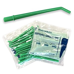 100 Large Dental Surgical Aspirator Aspirating Green Suction Tips, 1 4 Inch Diameter, 4 Bags of 25