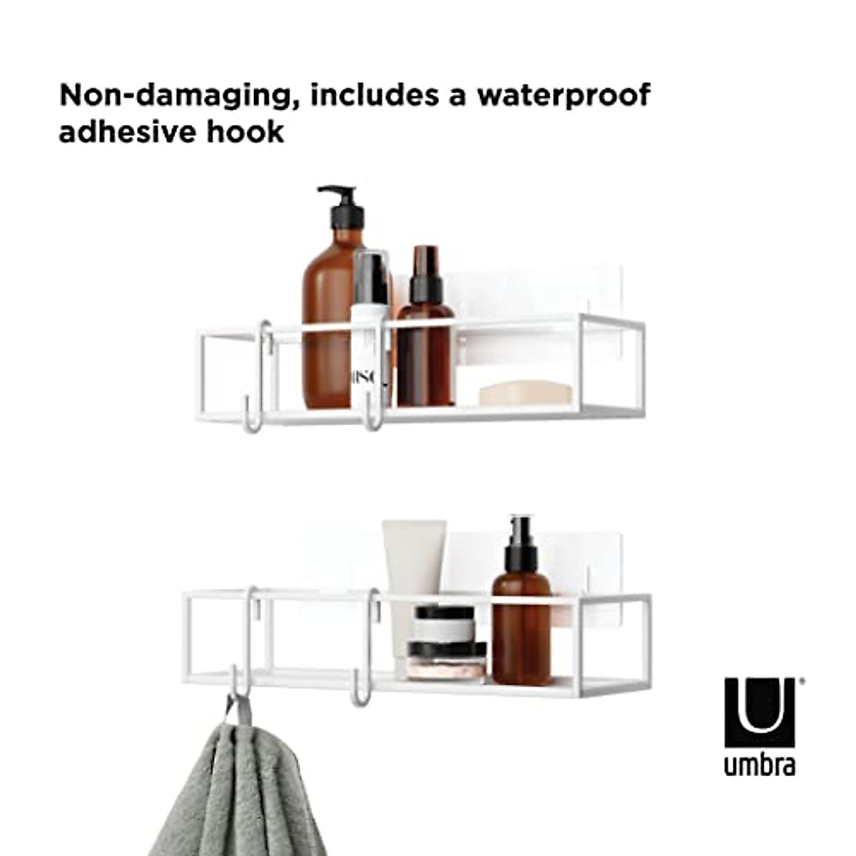 Umbra Cubiko Shower Bin Caddy Set, White