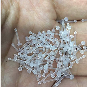 BQfife Jewelry 5Pcs 18g Clear Nose Ring Retainer Bioflex Shape Nose Rings Studs Piercing Jewelry Flat Top