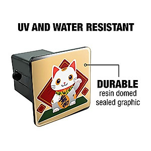 Cute Lucky Cat Maneki-Neko Tow Trailer Hitch Cover Plug Insert 2"