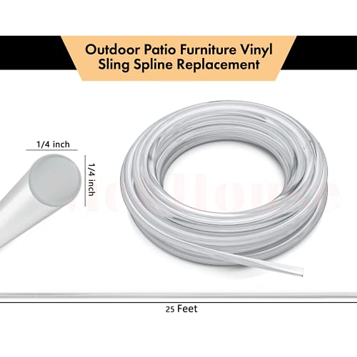 25' Vinyl 1/4" Outdoor Patio Sling Spline Furniture Replacement Awning Cord for Sling Chair Spline Repair