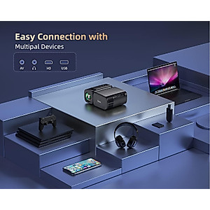 Mini Projector, Tkisko 5G WiFi 1080P Supported Video Projector, 12000 Lumens Portable Outdoor Projector, Home Theater Projector for Ceiling/Gaming/Movie, Compatible with iOS, Android, TV Stick, HDMI
