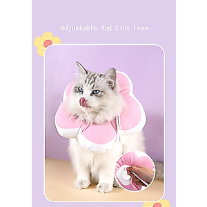 lzdycui Cat Cone Collar Soft,Adjustable Pet Collar with Waterproof,Prevent Biting Cute Flower Shape,Lightweight Cat Recovery Protective Collar for Cats,Pet,Small Dogs. (Pink, S(6.7-10.6in))
