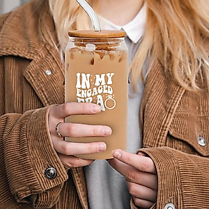 CHICKOR In My Engage Era 16 oz Coffee Glass Mug - Engagement Gifts For Women, Her - Funny Newly Engaged Gifts Ideas For Singer Merch Fans - Congratulations On Your Engagement