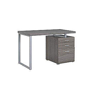 Coaster Home Furnishings Brennan Modern 3 Drawer Home Office Writing Computer Desk Silver Metal Frame Weathered Gray