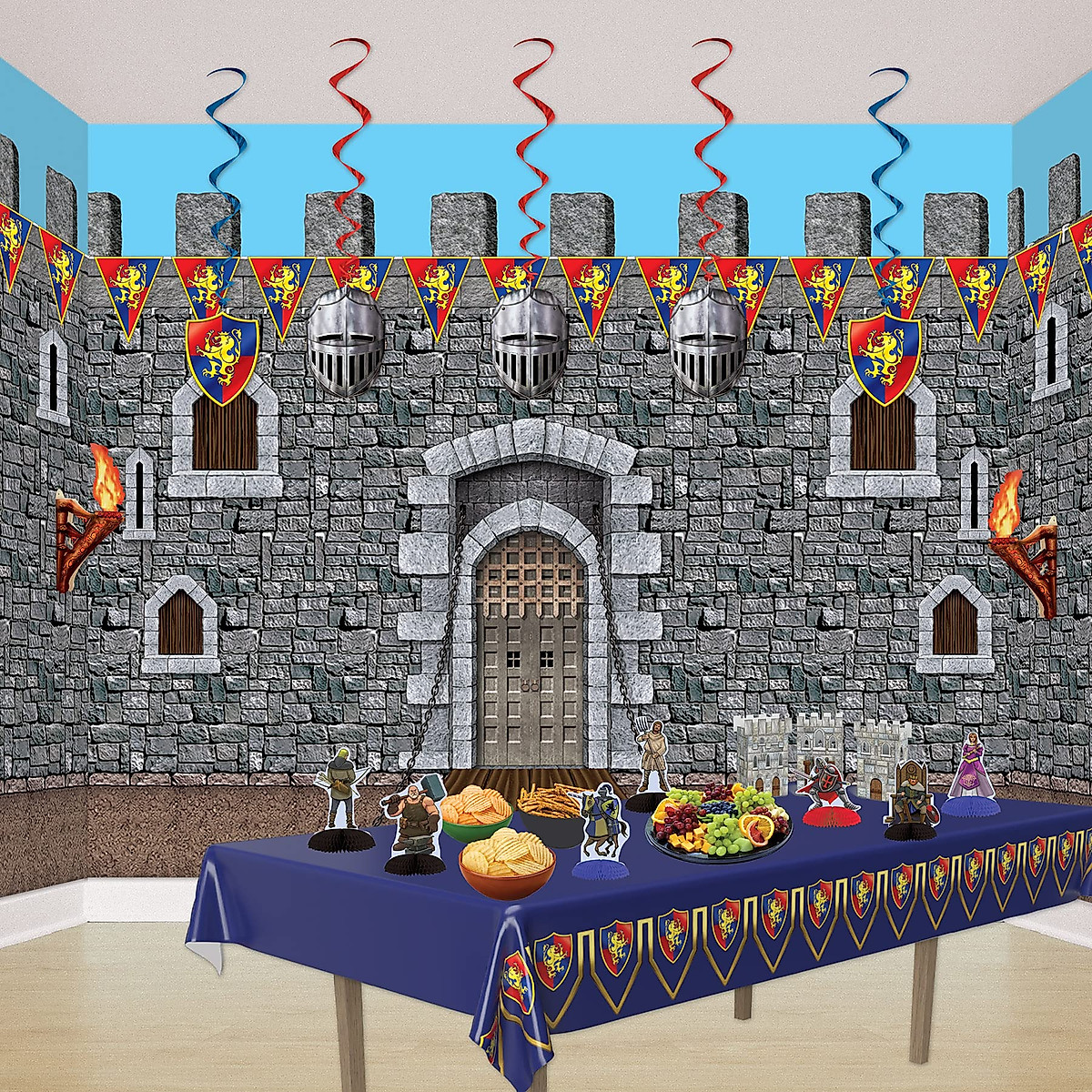 Beistle All Weather Plastic Medieval Fantasy Pennant Banner With Royal Lion Design For Castle Fairytale Theme Birthday Party Decorations