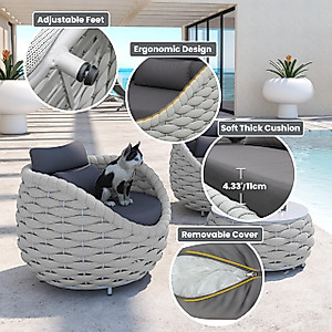 ercimi Aluminum Patio Sofa Outdoor&Indoor Single Sofa,All-Weather Wove Patio Chair, Single Armchair Patio Seating with Soft Cushion for Balcony Garden