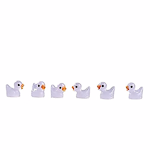 30Pcs Mini Luminous Bunny Duck Figurines Bulk Luminous Rabbit Duck Miniature Figurines Resin Miniature Animals White Tiny Bunny Duck Figures Glow in The Dark Garden Decoration